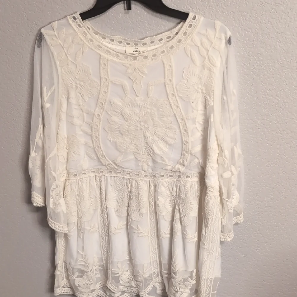 entro | Tops | Entro Lacy Cream Floral Embroidered Boho Top | Poshmark